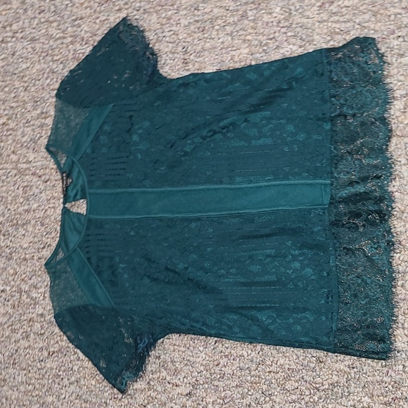 Express | Tops | Emerald Green Lace Blouse | Poshmark
